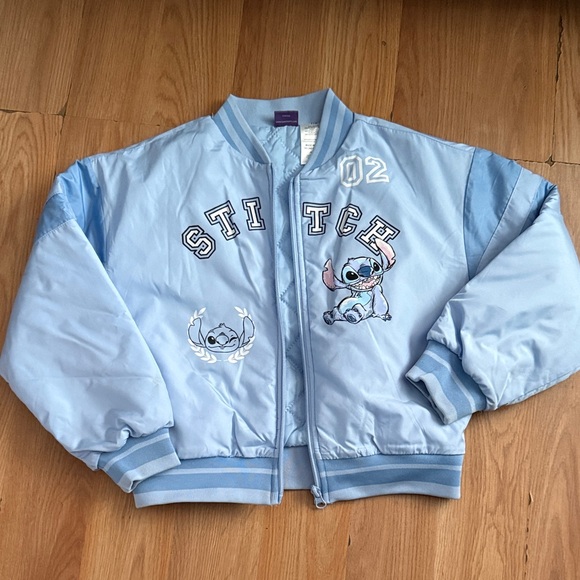 Disney | Jackets & Coats | Disney Stitch Light Blue Puffer Jacket ...